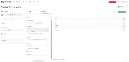 Apache Superset - How to Add a Custom Row to a Table Chart with SQL